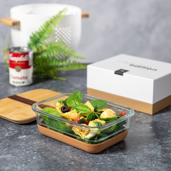 Custom Logo Branded Glass Lunch Box with Bamboo Lid and Safety Strap ...