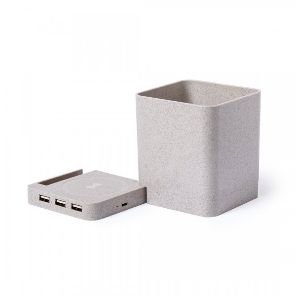 Eco Friendly 4 in 1 Multi Function Wheat Straw Pencil Holder Wireless ...